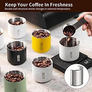 watchget Portable Mini Airtight Coffee Canister - 80ml Stainless Steel Coffee Bean Storage with CO2 Releasing Valves, Compact and Travel-Friendly Container for 30-35g Beans, Grounds, Green