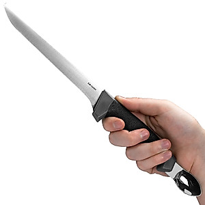 Kershaw 7" Boning Knife with Spoon, Stainless Steel Blade with Protective Sheath, Fishing Fillet Knife, Two-in-One Fishing Tool for Anglers