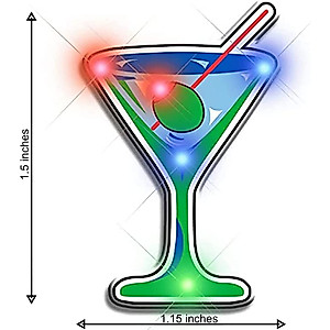 Well Martini Flashing Body Light Lapel Pins by Blinkee