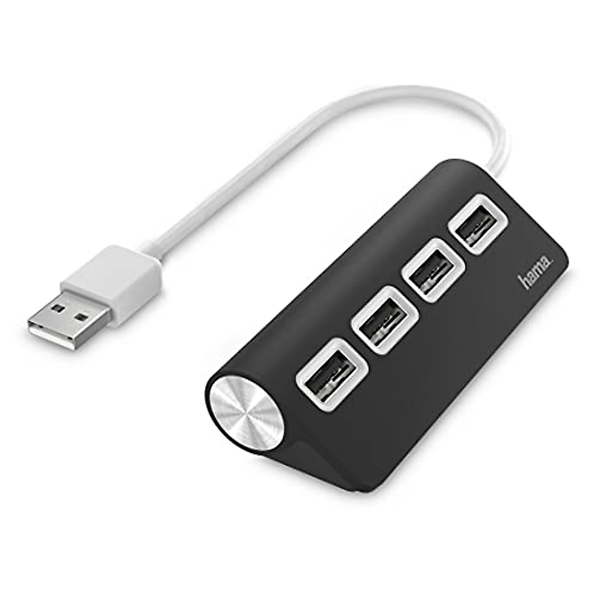 Hama 00200119 External 4-Port USB 2.0 Hub, USB Powered, Black