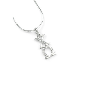 The Collegiate Standard Chi Omega Sterling Silver Lavaliere with Czs