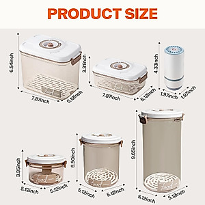 5 PCS Vacuum Food Storage Containers with Lids, Vacuum Seal Containers with USB Charge Electric Vacuum Pump Perfect for Fresh-keeping Suitable for Meat, Rice, Marinade, Fruit, Pasta, Snack