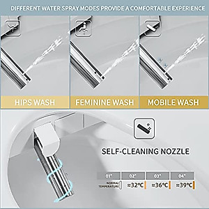 Facilavi FC1 Electronic Bidet Seat Elongated, Smart Toilet Bidet Seat, Unlimited Warm Water, Vortex Wash, Electronic Heated,Warm Air Dryer,Bidet Seat,Rear and Front Wash, LED Light