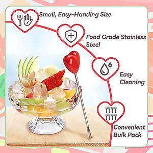 Set of 10 Stainless Steel Fruit forks and 1 Love Holder, Fruit Forks Dessert Forks Salad Forks Food Picks