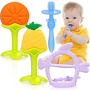 Odlila Baby Teething Toys Set Baby Teether Chew Toys Natural Organic Freezer Safe for Infants and Toddlers BPA-Free Teether Set for Boys & Girls
