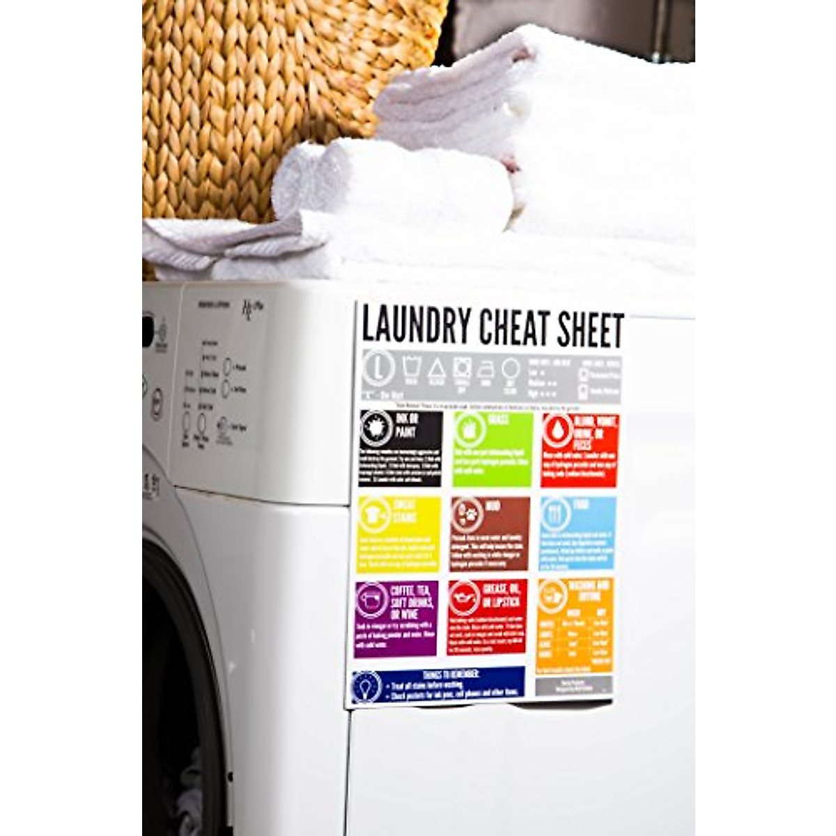 Voisin Products Magnet | Laundry Cheat Sheet | Laundry Room Decor or Laundry Room Sign | How to Do Laundry | Laundry Magnet Includes: Laundry Symbols & Stain Removal Chart | Laundry Room Wall Decor