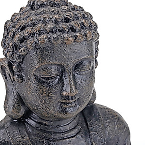 MyGift 11.5-Inch Sitting Buddha Statue, Premium Gray Resin Meditation Zen Buddha Home Decor, Decorative Yoga, Garden, Alter, Prayer Spiritual Living Figurine