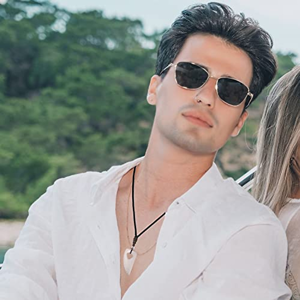 MAIBAOTA Necklaces for Men Adjustable Black Rope Necklace Clear Quartz Crystal Stone Pendant Necklace Men's Jewelry