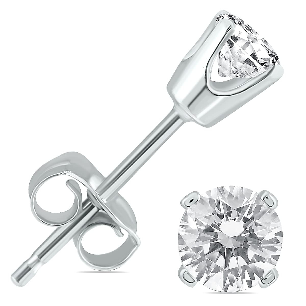 1/4 Carat TW Certified Round Diamond Solitaire Stud Earrings in 14K White Gold