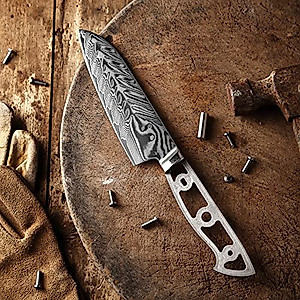 KATSURA Woodworking Project Kit – Santoku Chef Knife Blank – Ultra Wide Blade 40mm – 5.25 Inch – Japanese Premium AUS 10V, 67 Layers Damascus Steel – Storm-V Series – NO LOGO