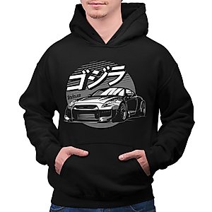 STYLN GTR R35 GRAY Hoodie | Adult Unisex Car Truck Bike Racing Hooded Sweatshirt (Medium)