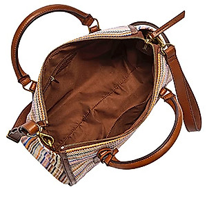Fossil Women's Parker Fabric Satchel Purse Handbag, Colorful Stripes (Model: ZB1751875)