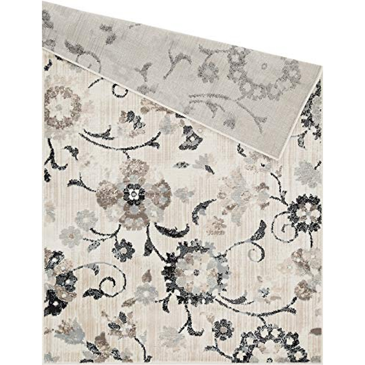 L'Baiet Quinn Grey Blue Beige Traditional Floral Botanical Shabby Chic Indoor 5' x 7' Area Rug