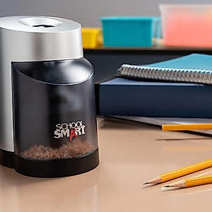School Smart Vertical Electric Pencil Sharpener, For Classroom, Home, and Office Use, Black and Grey