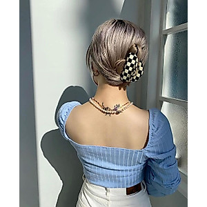 TODEROY Checker Claws Tortoise Barrettes Clips for Women No-Slip Grip Lattice Design Hair Jaw Clips Clamp 80's Aesthetics Large Accessories for Girls