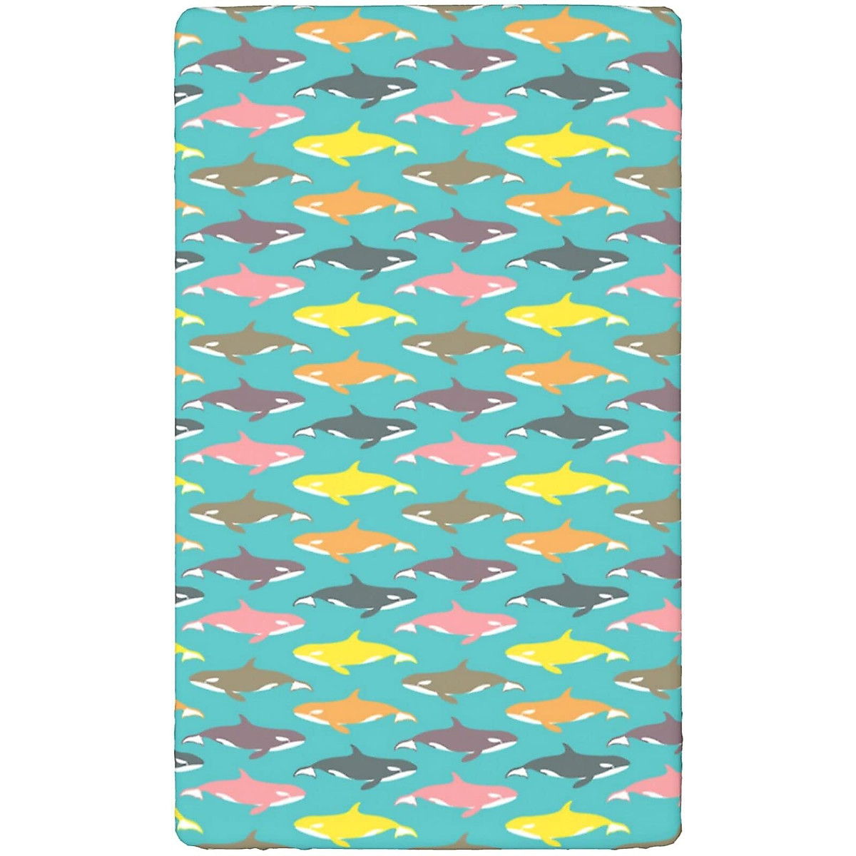 Whale Themed Fitted Crib Sheet,Standard Crib Mattress Fitted Sheet Toddler Bed Mattress Sheets-Crib Mattress Sheet or Toddler Bed Sheet,28“ x52“,Multicolor