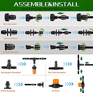 164FT 190 Pcs Drip Irrigation Kit,Garden Irrigation System 1/4" 1/2” Blank Distribution Tubing Watering Drip Kit Automatic Irrigation Equipment for Garden Greenhouse, Flower Bed,Patio,Lawn (164 FT)