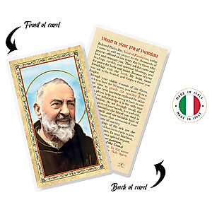Father Pio Prayer Card - The Lord's Prayer - 5 Laminated Double Sided Padre Pio Holy Card for Daily Prayers - Padre Pio Healing Prayer Card, Patron Saint of Stress Relief Themed Set, 6 Items