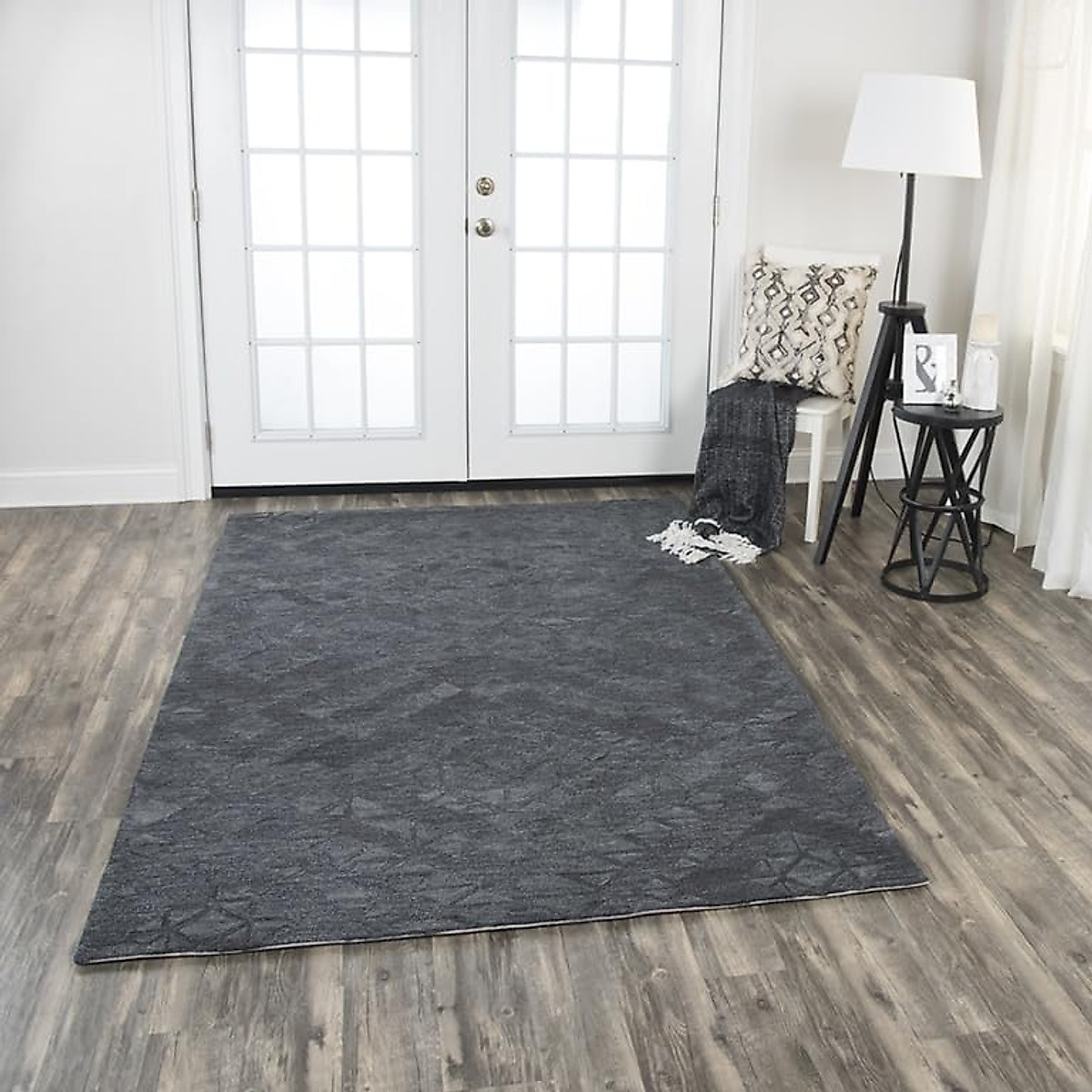 Rizzy Home | FA170B | Fifth Avenue Collection | Wool Area Rug | 8' x 10' | Dk. Grey/Gray/Rust/Blue Diamond