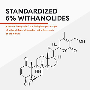KSM-66 Ashwagandha Root Powder Extract - Stress, Mood, & Athletic Support - 1,000 MG of Clinically Studied KSM66 & Black Pepper for Maximum Absorption - 5% Withanolides - 60 Vegan Capsules