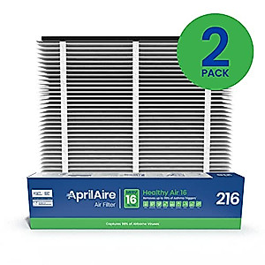 AprilAire 216 Replacement Filter for AprilAire Whole House Air Purifiers - MERV 16, Allergy, Asthma, & Virus, 20x25x4 Air Filter (Pack of 2)