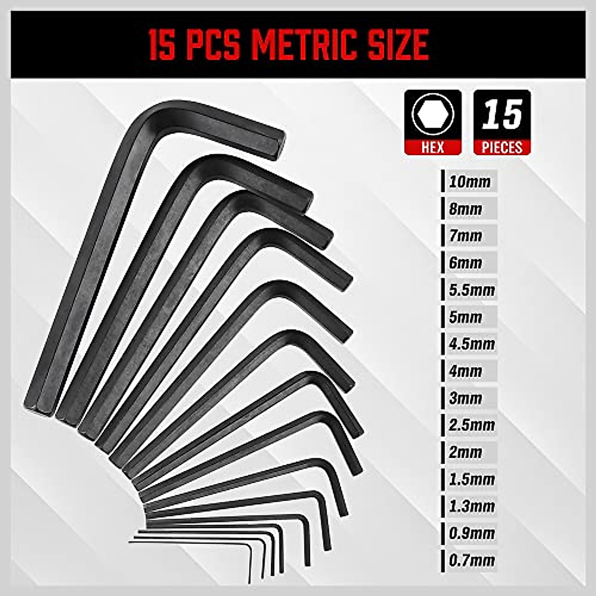 SEDY 32-Piece Hex Key Wrench Set, Metric and SAE Allen Wrenches (0.028-3/8 inch, 0.7-10 mm) L Shape Allen Keys, Chrome Vanadium Steelwith 2x Extension Handle