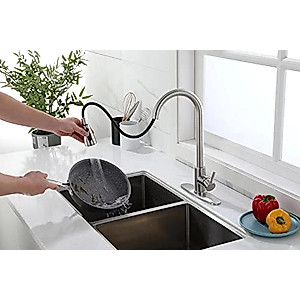 Pull Down Kitchen Faucet Sprayer Head Replacement Part - Pull Out Sink Sprayer Replacement Nozzle, Kitchen Faucet Head Hose Spray Tap Spout Only for G1/2 Connector (Brushed Nickel)