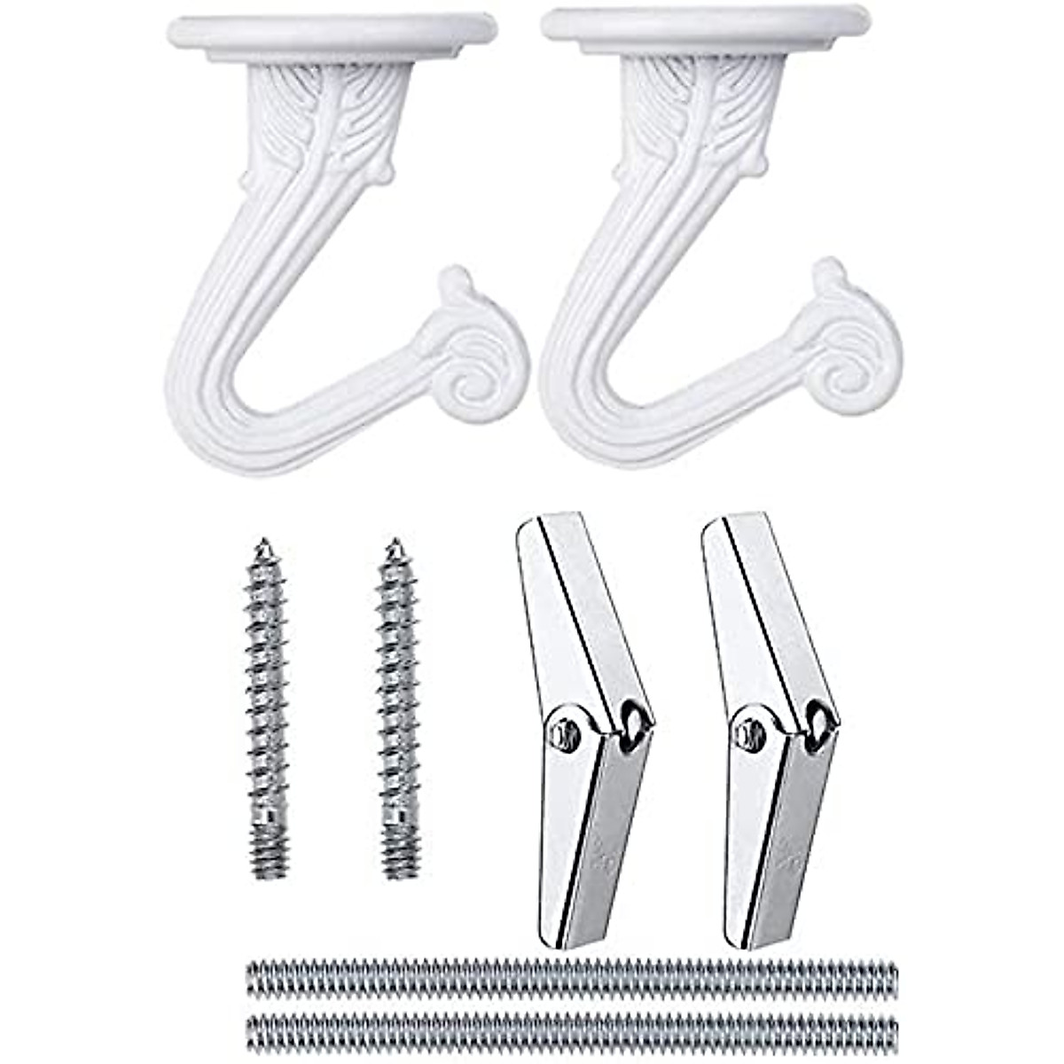 GDQLCNXB Swag Ceiling Hooks - Heavy Duty Swag Hook with Hardware for Hanging Plants Ceiling Installation Cavity Wall Fixing 2 Sets White