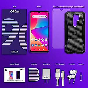 BLU G90 Pro | 2021 | 3-Day Battery | Unlocked | 6.5” Full HD+ Display | 128GB | 48 MP Quad Camera | US Version | US Warranty| Purple Haze