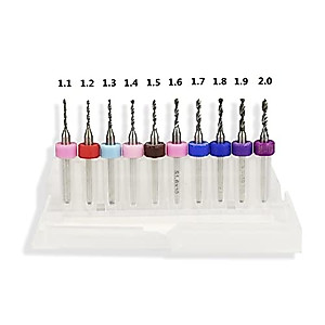 VIEUE Drill Bits 10 Pack 1.1-2.05mm PCB Drill Bit Set 3.175mm Shank PCB Micro Drill Bit Carbide Bit Set (Color : PCB1.55 10PCS)