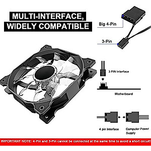 CP3 120mm Computer Fan 3-Pin Fixed Color Low Noise led case Fan High Performance PC Case Fan with Hydraulic Bearing for Gaming PC Case (3 Pack)