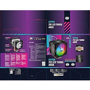 Cooler Master Hyper 212 LED Turbo ARGB CPU Air Cooler - Jet Black Aluminium Finish, 4 Continuous Direct Contact Heat Pipes with Fins, Dual SickleFlow 120 ARGB Fans, ARGB LED Controller - ARGB