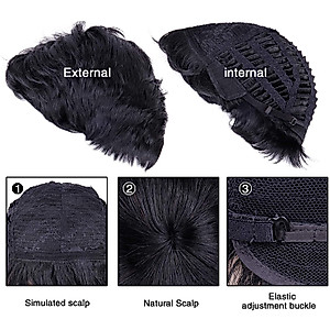 Creamily Mens Wig Short Hair, Mens Hair Replacement Wigs Realistic Mens's Black Wig for Men Synthetic Hair Full Wig for Male Guy Christmas Daily Wear