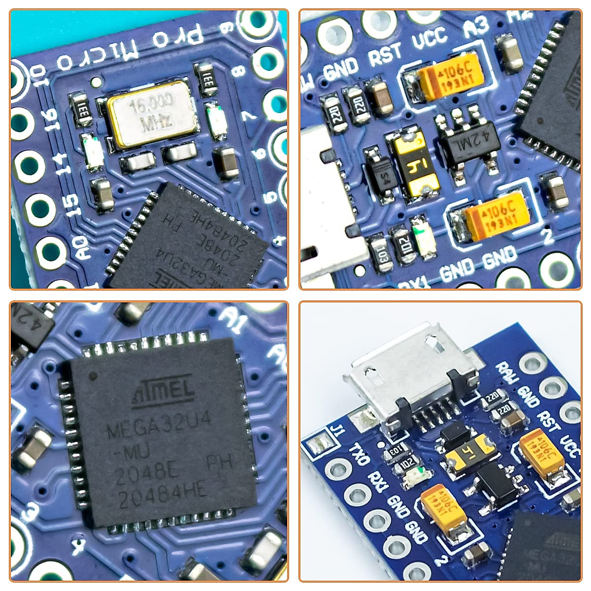 Hosyond 3pcs Pro Micro ATmega32U4 for Leonardo 5V 16MHz Development Board Micro-Controller Compatible with Arduino IDE
