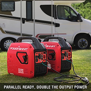 PowerSmart 2500-Watt Super Quiet Portable Inverter Generator, Gas Powered, High Fuel-Efficient Generator, Lightweight for Camping Home Use CARB Compliant PS5025 2024Version