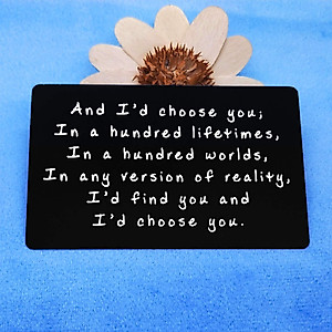 Engraved Wallet Insert Card Husband Gifts from Wife Boyfriend Gifts Anniversary Valentines Gifts for Men I'd choose you Metal Cards Birthday Card Gifts for Husband Wedding Day Gift for Groom Fiance