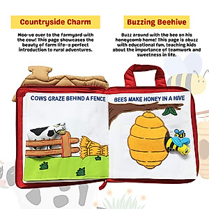 Pockets of Learning Right at Home Quiet Book, Animal Activity Busy Book for Toddlers and Children