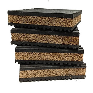4 Pack of Anti Vibration Pads 4" x 4" x 7/8" Rubber/Cork Vibration isolation pads