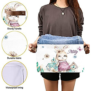 Cute Bunny Rabbit Personalized Storage Basket ,Custom Storage Bins Cubes Organizer with Handle for Bedroom Wardrobe,Nursery,Basket 1 Pack