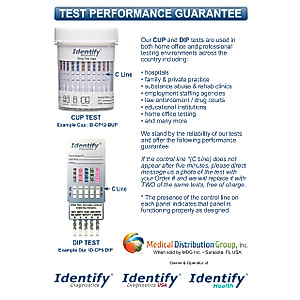 Identify Diagnostics 6 Panel Drug Test Cup - 5 Pack - CLIA Waived Instant Urine Drug Test Kit for AMP,BZO,COC,MOP/OPI,OXY,THC