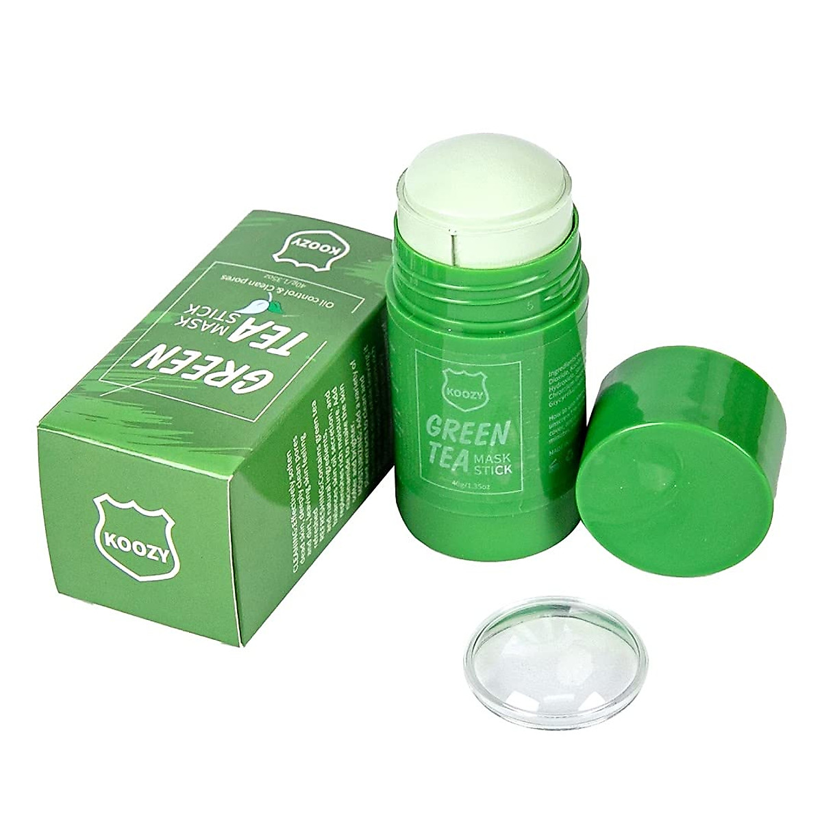 Koozy Green Tea Mask Stick - Deep Clean Oil Control Cleansing, Moisturizing, Skin Brightening, Blackhead Remover with Green Tea Extract For All Skin Types of Men and Women