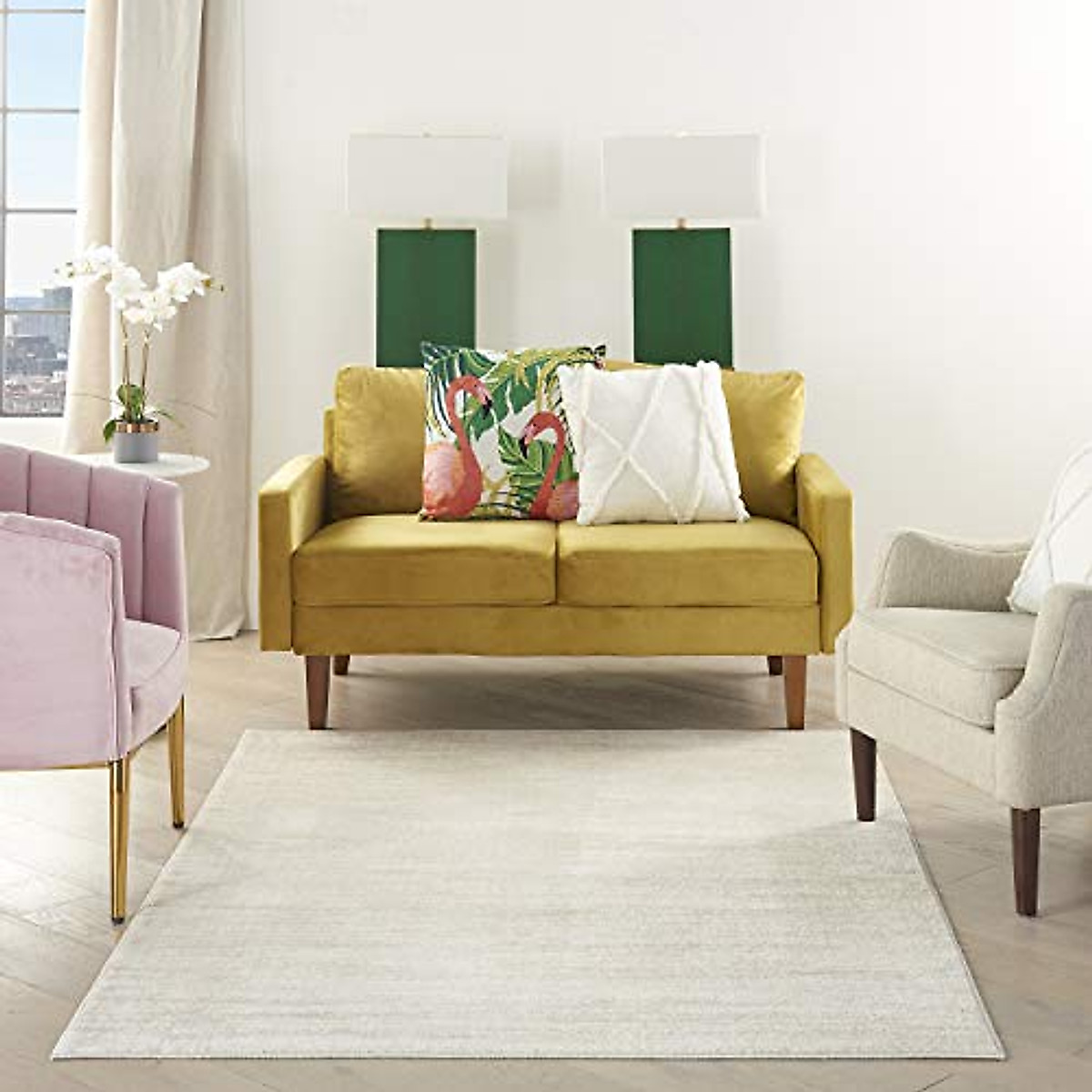 Nourison Essentials Indoor/Outdoor Ivory Beige 4' x 6' Area Rug, Easy -Cleaning, Non Shedding, Bed Room, Living Room, Dining Room, Backyard, Deck, Patio (4x6)