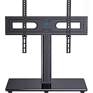 PERLESMITH Universal TV Stand Table Top TV Base for 37-75 inch LCD LED OLED 4K Flat Screen TVs-Height Adjustable TV Mount Stand with Tempered Glass Base, VESA 600x400mm, Holds up to 99lbs PSTVS11