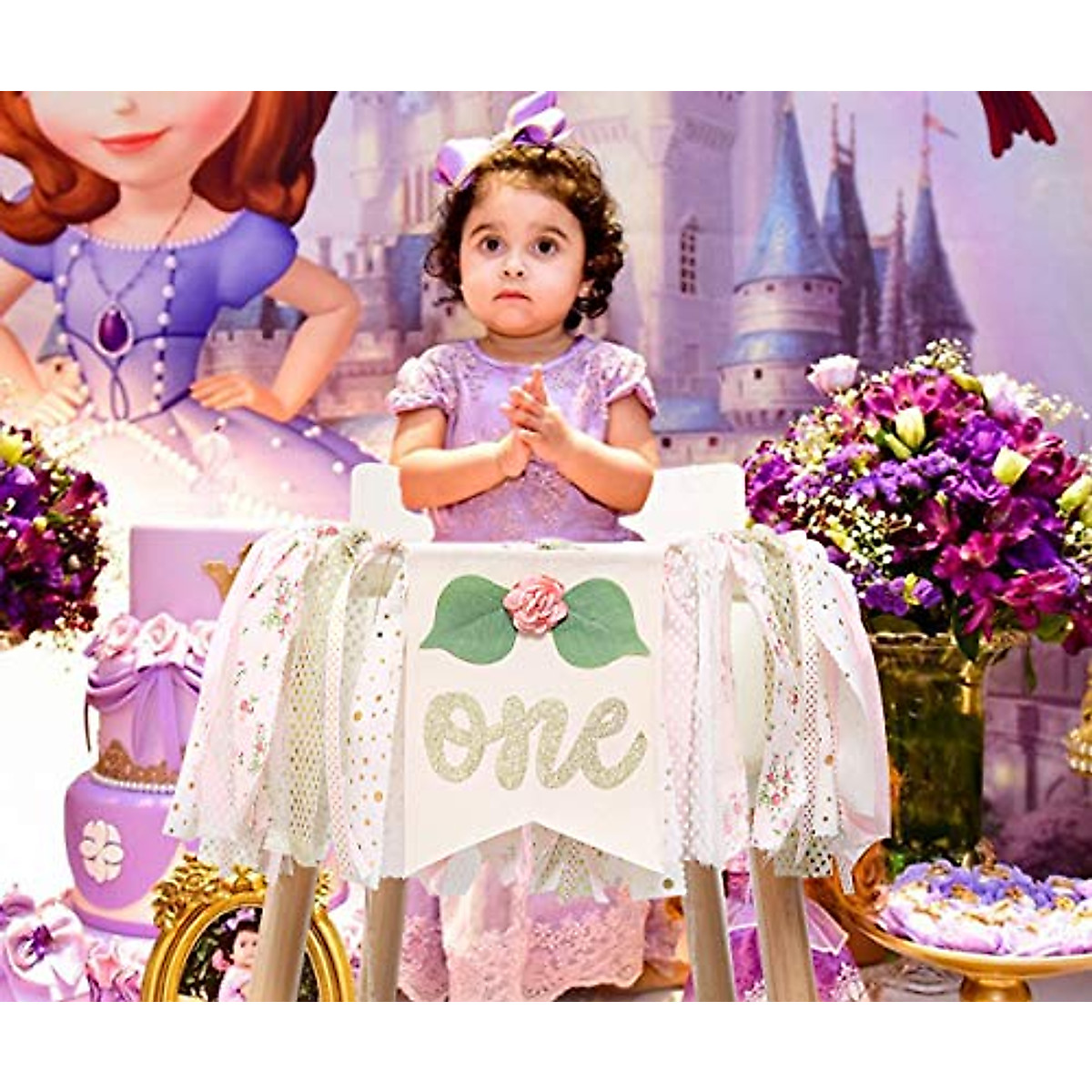 High Chair Banner for 1st Birthday - First Birthday Decorations for Photo Booth Props, Birthday Souvenir and Gifts for Kids,One Birthday Decorations for Baby (Baby Girl)