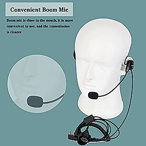 Retevis Behind-The-Head Walkie Talkie Earpiece with Boom Mic 2 Pin, Compatible RT22 RT21 H-777 RT68 RT19 pxton Arcshell Walkie Talkies, Two Way Radio Headset with Finger PTT(1 Pack)