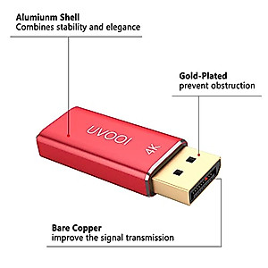 DisplayPort to HDMI Adapter, 4K UHD Uni-Directional Display Port DP to HDMI Male to Female Converter for Lenovo, HP, Dell &More