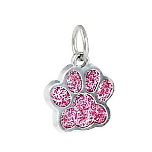 J&M Dangle Enamel Pink Cat/Dog Paw Charm Bead for Charms Bracelets
