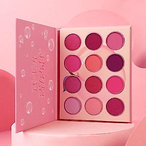 BEUSELF DE'LANCI Pink Eyeshadow Palette,12 Colors Peach Matte & Shimmer High Pigmented Mini Makeup Eyeshadow Pallet,Warm Natural Blendable Long-Lasting Waterproof Small Pallets Eyeshadow
