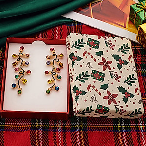 Christmas Earrings For Women Christmas Light Dangle Lantern 14k Gold Plated Alloy Cute Holiday Earrings Dangle Hypoallergenic Statement Christmas Gifts…