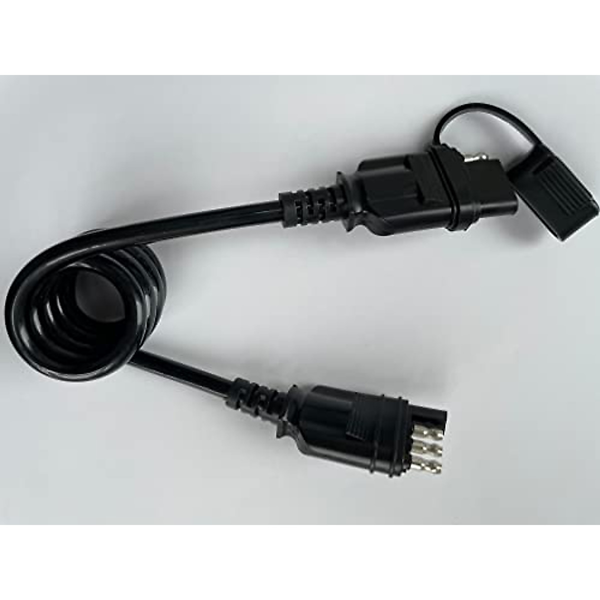 4 Pin Trailer Plug Play Extender Wiring Extension Harness 4 Way Male and Female Wiring Harness Adapter Coiled Extension Wiring Cable 28"